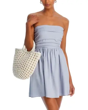 Aqua Strapless Mini Dress Sky Blue