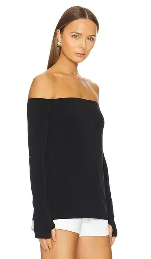Norma Kamali Long Sleeve Off Shoulder Top - Black