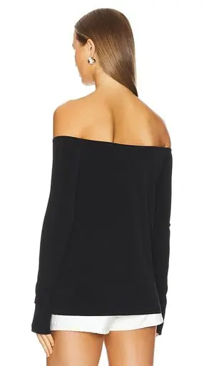 Norma Kamali Long Sleeve Off Shoulder Top - Black