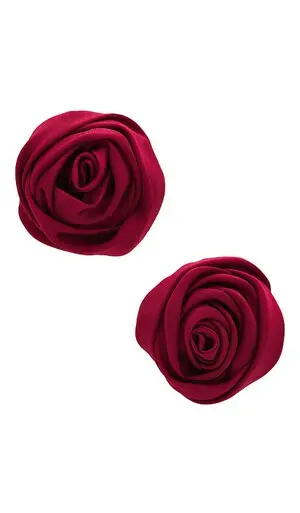 PETIT MOMENTS Rosette Stud Earrings - Crimson
