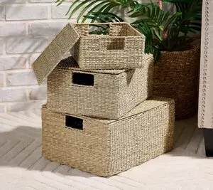 VALERIE PARR HILL As Is Set Of 3 Seagrass Nested Storage Basket Valerie - One-color