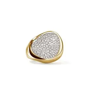 John Hardy John Hardy Pebble Ring In 14K Yellow Gold With Diamonds - Gold