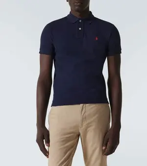 Polo Ralph Lauren Logo Cotton Piqué Polo Shirt - Blue