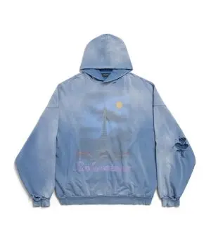 Balenciaga Oversized Paris Moon Hoodie - Blue | Editorialist