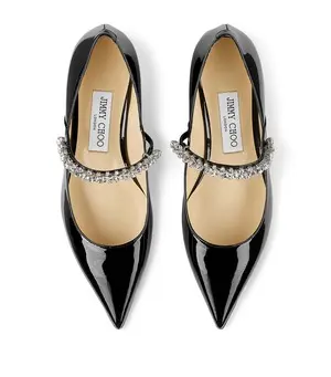 JIMMY CHOO Bing 25 Patent Leather Ballet Flats - Black