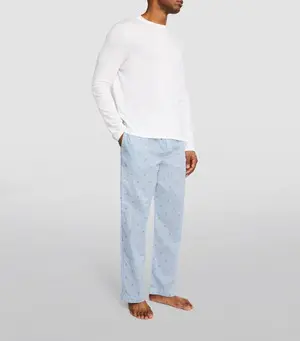 Derek Rose Cotton Nelson Lounge Trousers - Blue