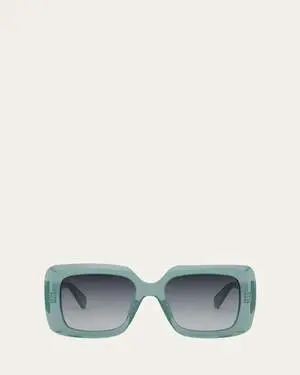 Celine Bold 3 Dots Square Sunglasses - Sltgrn/smkg