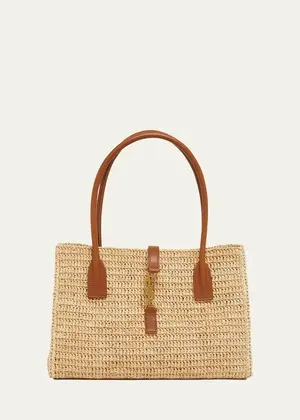 Saint Laurent Saint Laurent Raffia And Leather Tote Bag - Naturel Brick