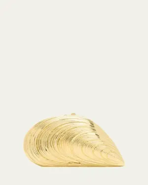 Simkhai Bridget Mini Oyster Shell Clutch - Gold