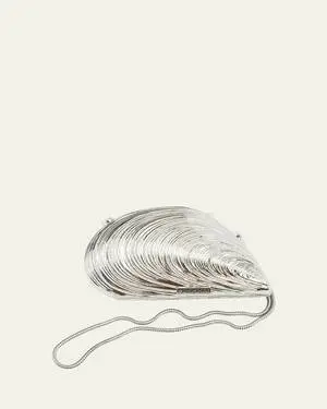 Simkhai Bridget Mini Oyster Shell Clutch - Silver