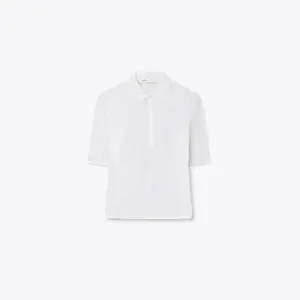 Tory Burch Nylon Taffeta Zip Polo - Pearl White