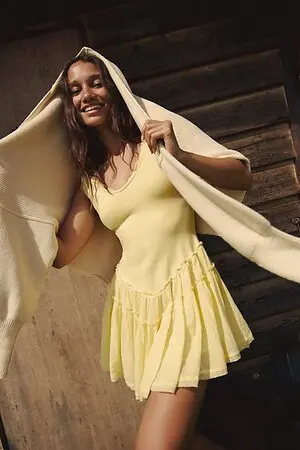 Free People Izi Drop-Waist Mini Dress Mellow Yellow