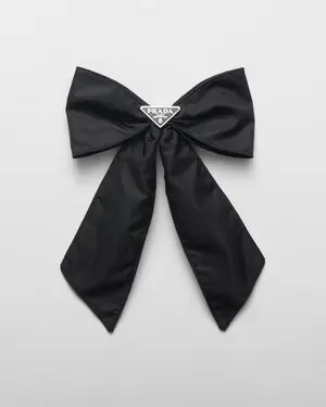 Prada Re-nylon Bow Hair Clip - Black