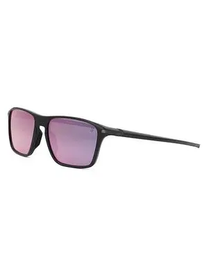 Tag Heuer Vingt Sept 57mm Rectangular Sunglasses - Black Purple Mirror