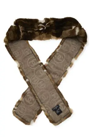 Chanel Rabbit Fur Logo Muffler - Brown