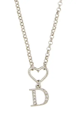 Dior Crystal Embellished Heart Pendant Necklace