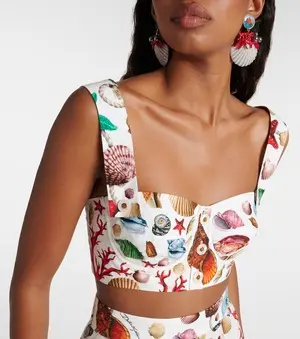 Dolce & Gabbana Capri Printed Cotton Crop Top - Multicoloured