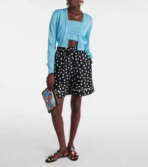 Dolce & Gabbana Capri Cropped Silk Cardigan - Blue