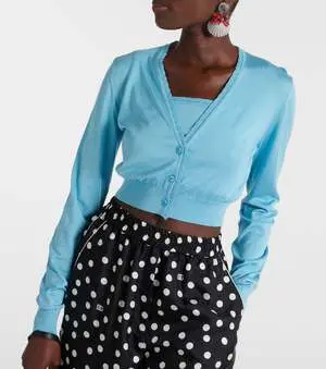 Dolce & Gabbana Capri Cropped Silk Cardigan - Blue