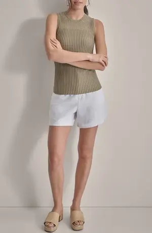 Dkny Stripe Sheer Yoke Sleeveless Sweater - Light Fatigue