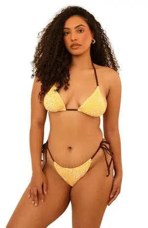 DIPPIN DAISY'S Dippin Daisys Paris Bikini Bottom Golden Ditsy