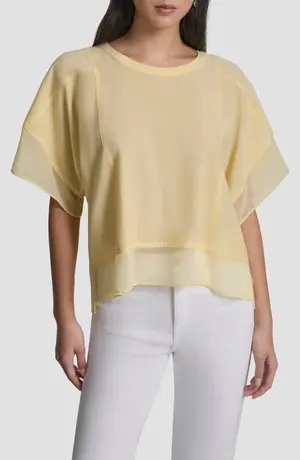 Dkny Mixed Media Top - Buttercream
