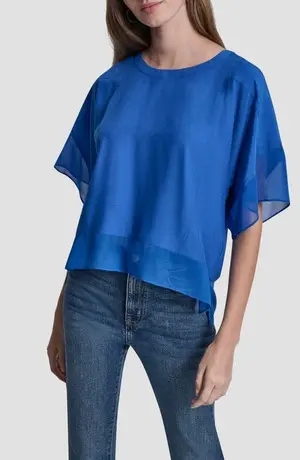 Dkny Mixed Media Top - Cobalt