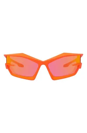 Givenchy Givenchy Giv Cut Oversized Geometric Sunglasses Matte Orange/smoke Mirror