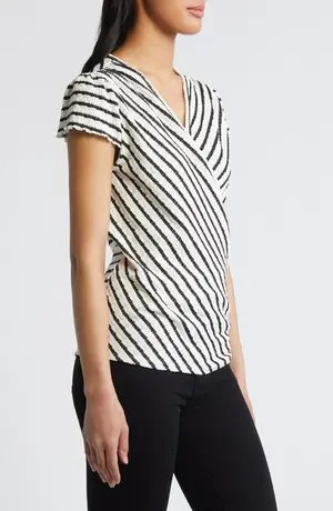 Loveappella Stripe Wrap Knit Top
