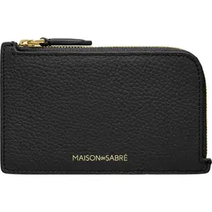 MAISON DE SABRE Leather Zip Card Holder Black Caviar