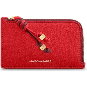 MAISON DE SABRE Leather Zip Card Holder Pomegranate Plum