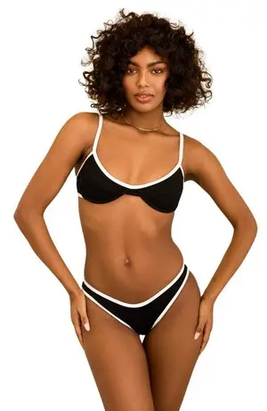 DIPPIN DAISY'S Venice Cheeky Bikini Bottom - Black Rib