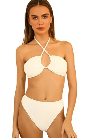 DIPPIN DAISY'S Seashore High Waisted Bikini Bottom - Cloud Ribbed