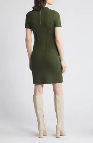 Eliza J Pintuck Fitted Sheath Dress - Olive