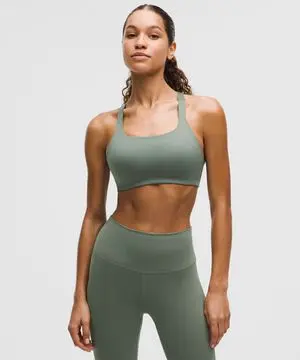 Lululemon Ultralu Square-neck Workout Bra - Willow Leaf