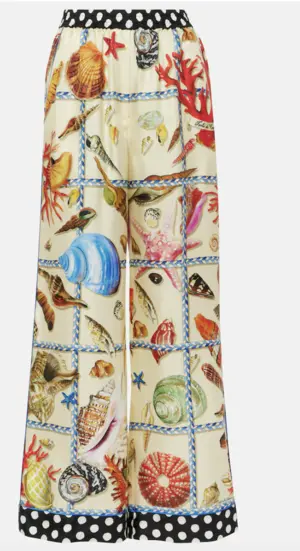 Dolce & Gabbana Capri Printed Silk Satin Palazzo Pants
