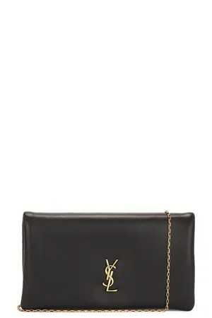Saint Laurent Large Bi-fold Wallet On Chain In Black - Nero
