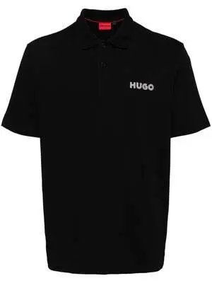 Hugo Drocholo Cotton Polo Shirt - Black