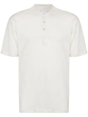 Eleventy Buttoned Linen-cotton T-shirt
