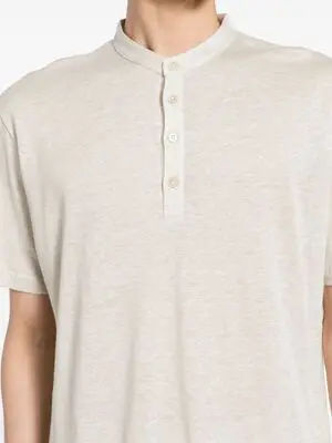 Eleventy Buttoned Linen-cotton T-shirt