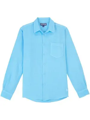 Vilebrequin Logo-embroidered Linen Shirt - Blue