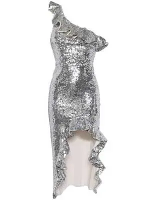 NEEDLE & THREAD Betty Sequin-embellished Asymmetric Midi Dress