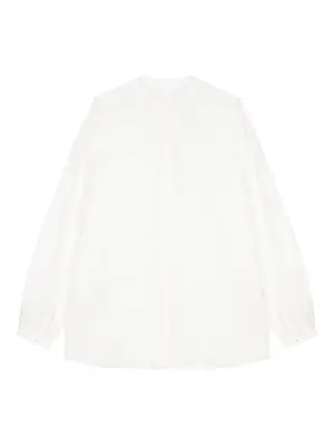 Isabel Benenato Band-collar Linen Shirt - White