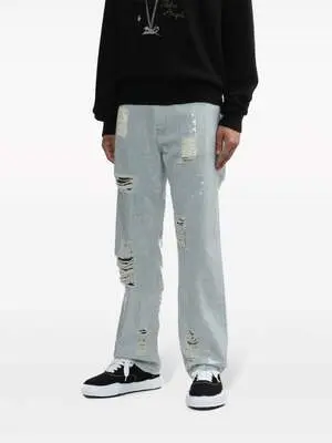 Palm Angels Sequin-embellished Ripped Jeans