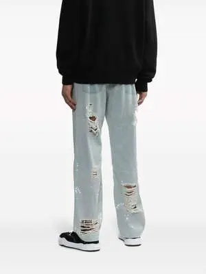 Palm Angels Sequin-embellished Ripped Jeans
