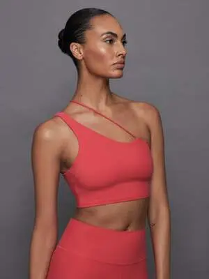 Carbon38 One Shoulder Convertible Bra Top In Melt - Tomato