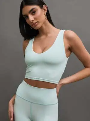 Carbon38 V-Neck Longline Bra In Melt Clearly Aqua
