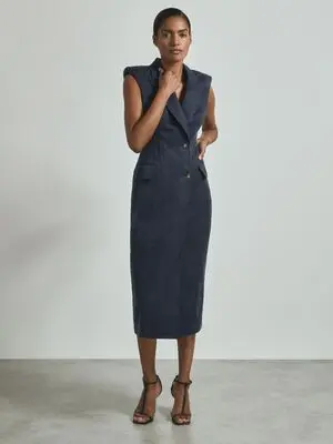 ATELIER Guliana Cupro Tux Midi Dress