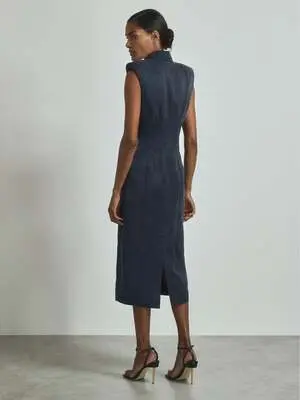 ATELIER Guliana Cupro Tux Midi Dress