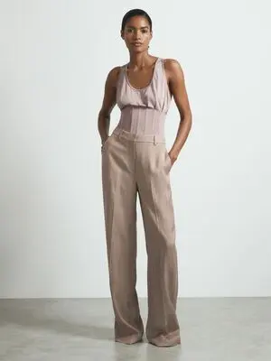 ATELIER Rosa Wide-leg Linen Suit Trousers